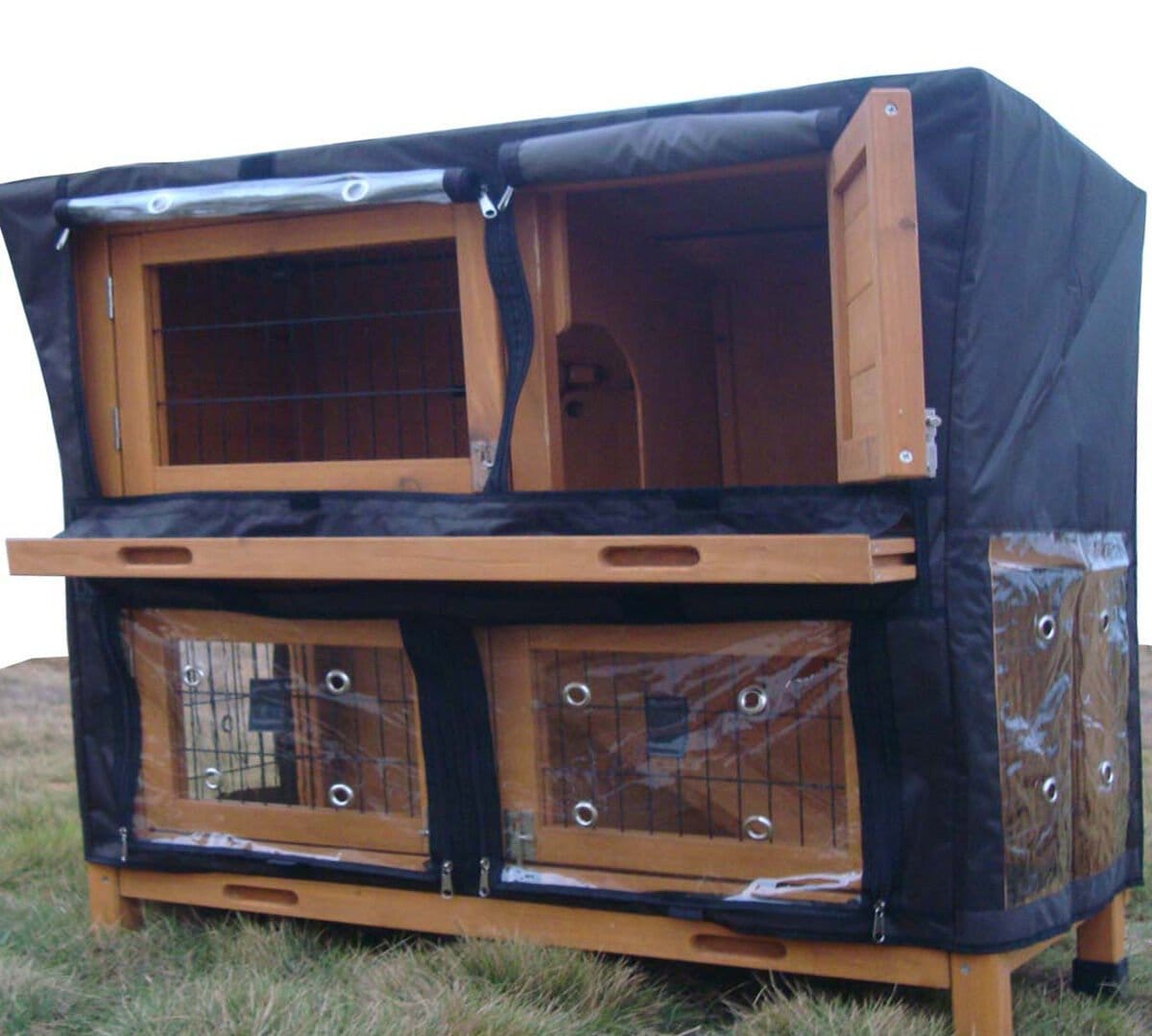 Rabbit Hutch Rain Sun Winter COVER for LARGE XL 2 Tier Grey + Natural ...